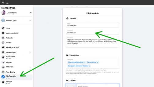 How to Change Your Facebook Page URL / Username Easily 2023 | LouiseM