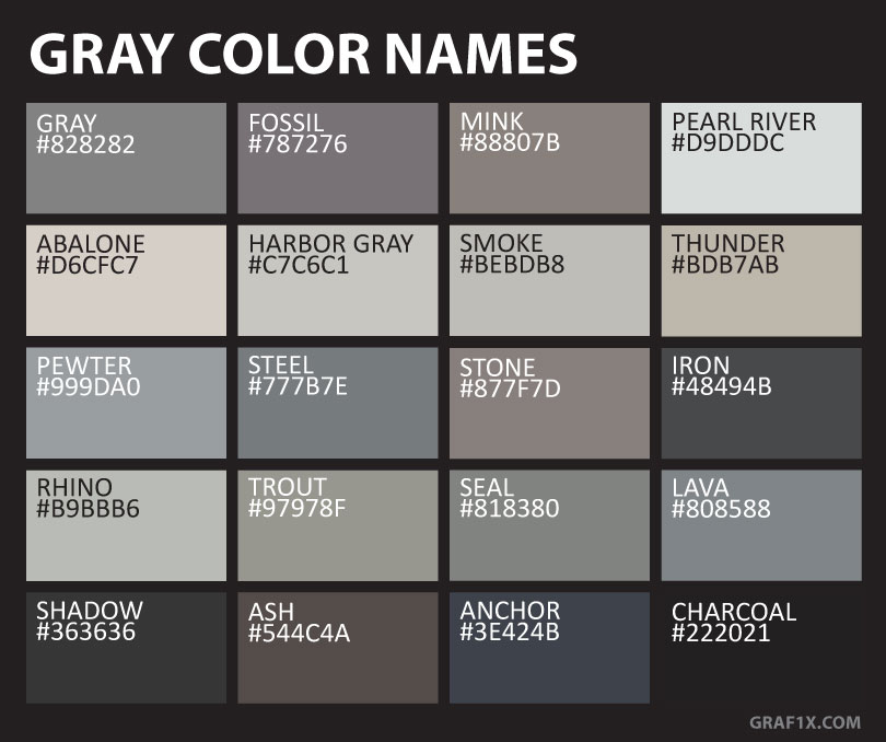 22 Greatest Gray Hex Codes Cool Calm Elegant LouiseM